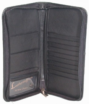 Zippered Leather Passport Travel Wallet